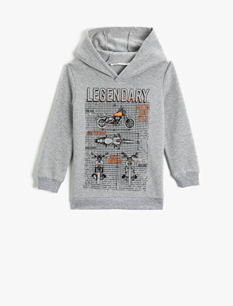 Koton Erkek Çocuk Baskılı Kapşonlu Sweatshirt Uzun Kollu