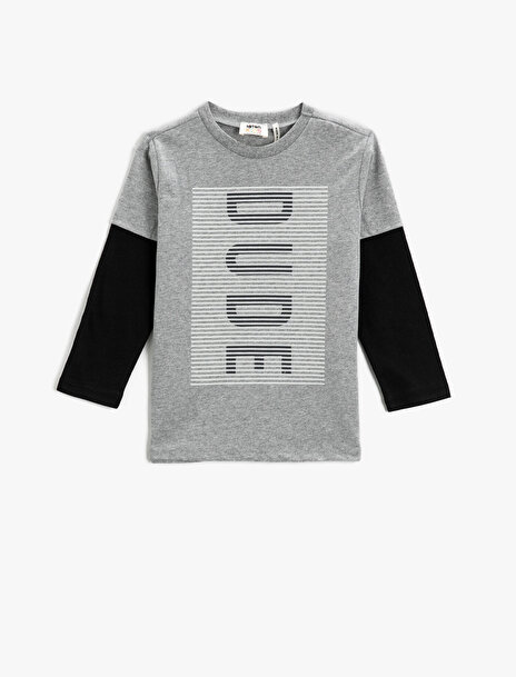 Koton Erkek Çocuk Yazı Baskılı Tişört Bisiklet Yaka