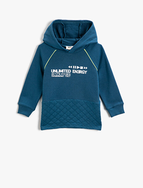 Koton Erkek Çocuk Slogan Baskılı Kapüşonlu Sweatshirt Pamuklu Neon Şeritli Koton Erkek Çocuk Slogan Baskılı Kapüşonlu Sweatshirt Pamuklu Neon Şeritli