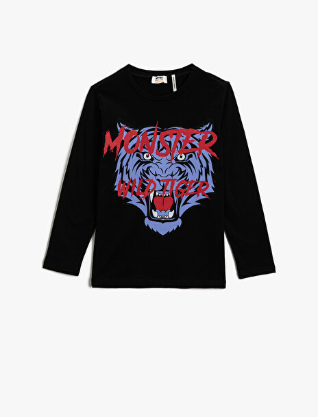 Koton Erkek Çocuk Kaplan Baskılı Uzun Kollu Tişört