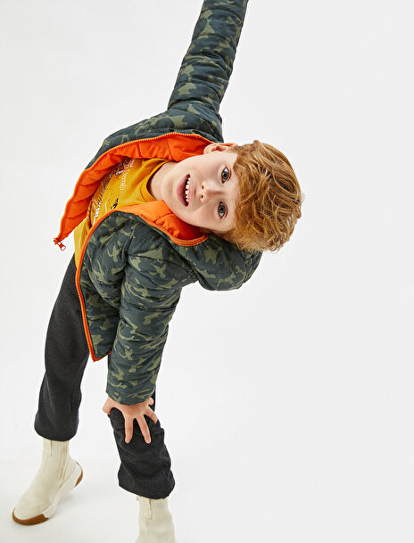 Koton Erkek Çocuk Kapüşonlu Fermuarlı Anorak Şişme Mont