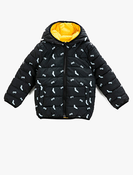 Koton Erkek Çocuk Baskılı Kapüşonlu Anorak Mont