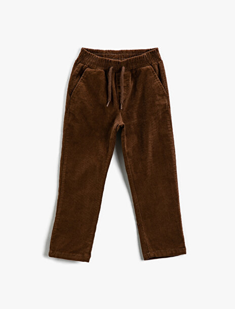 Koton Erkek Çocuk Kadife Pantolon Beli Bağlamalı Cepli Pamuklu