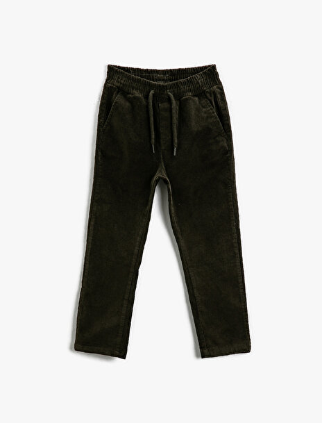 Koton Erkek Çocuk Kadife Pantolon Beli Bağlamalı Cepli Pamuklu