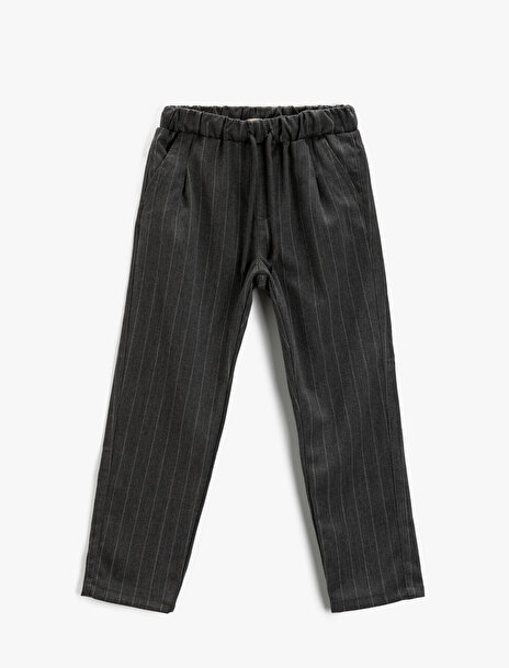Koton Erkek Çocuk Çizgili Kumaş Pantolon Beli Lastikli