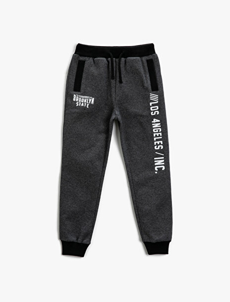 Koton Erkek Çocuk Baskılı Jogger Eşofman Altı Beli Bağcıklı Pamuklu