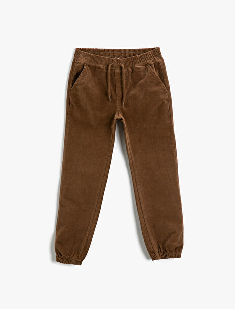 Koton Erkek Çocuk Kadife Jogger Pantolon Beli Bağlamalı Pamuklu