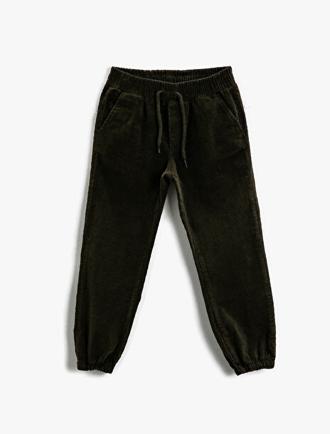 Koton Erkek Çocuk Kadife Jogger Pantolon Beli Bağlamalı Pamuklu