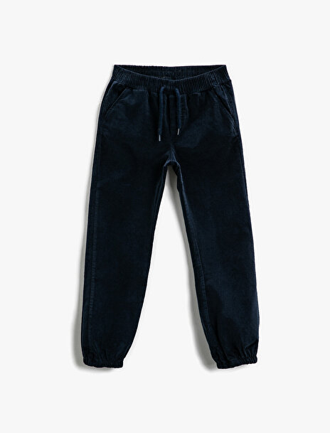 Koton Erkek Çocuk Kadife Jogger Pantolon Beli Bağlamalı Pamuklu