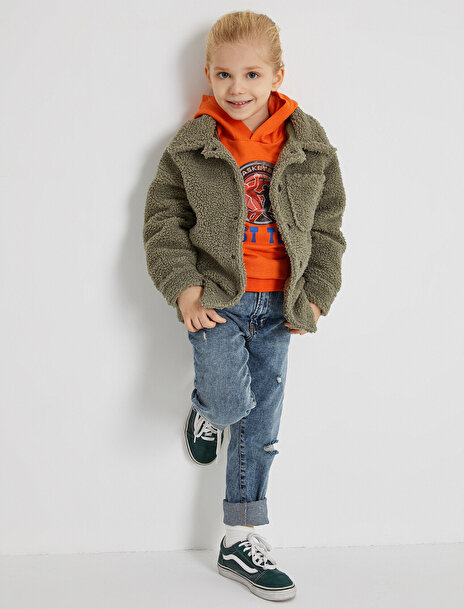 Koton Erkek Çocuk Peluş Kaban Gömlek Yaka Cepli Şerpa