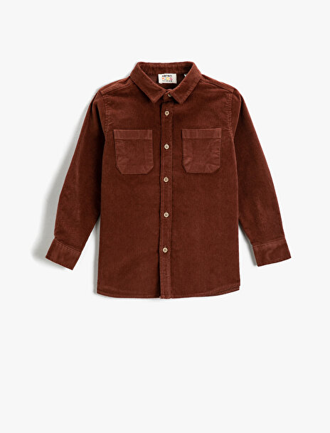 Koton Erkek Çocuk Uzun Kollu Kadife Gömlek Çift Cepli Pamuklu Koton Erkek Çocuk Uzun Kollu Kadife Gömlek Çift Cepli Pamuklu