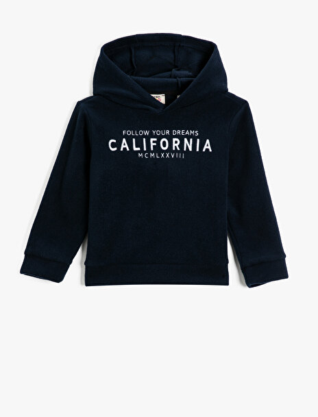 Koton Erkek Çocuk Polar Kapüşonlu Sweatshirt İşlemeli  Uzun Kollu