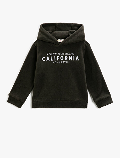 Koton Erkek Çocuk Polar Kapüşonlu Sweatshirt İşlemeli  Uzun Kollu