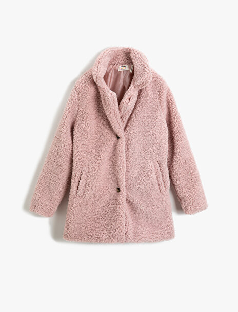 Koton Kız Çocuk Peluş Mont Cepli Dik Yakalı