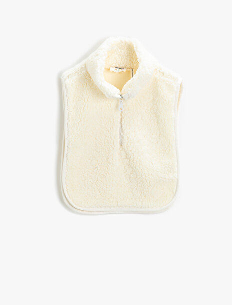 Koton Kız Çocuk Peluş Balıkçı Yaka Tişört Yakası Fermuarlı Kolsuz