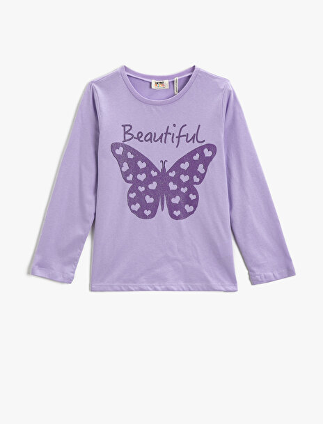Koton Kız Çocuk Pamuklu Kelebek Baskılı Tişört Bisiklet Yaka Uzun Kollu Koton Kız Çocuk Pamuklu Kelebek Baskılı Tişört Bisiklet Yaka Uzun Kollu