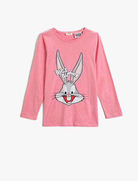 Koton Kız Çocuk Bugs Bunny Lisanslı Baskılı Tişört Uzun Kollu Pamuklu