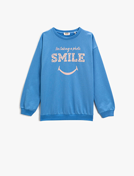 Koton Kız Çocuk Smile Baskılı Sweatshirt Bisiklet Yaka Pamuklu Koton Kız Çocuk Smile Baskılı Sweatshirt Bisiklet Yaka Pamuklu
