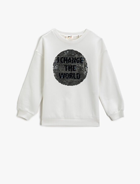 Koton Kız Çocuk Yazılı Pul Payetli Bisiklet Yaka Pamuklu Basic Sweatshirt Koton Kız Çocuk Yazılı Pul Payetli Bisiklet Yaka Pamuklu Basic Sweatshirt