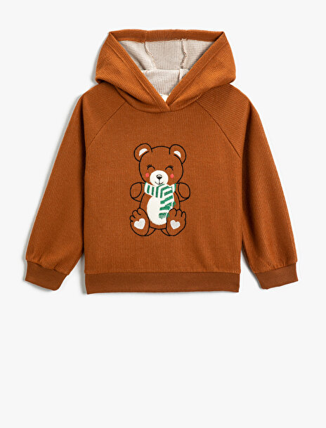 Koton Kız Çocuk Hayvan İşlemeli Kapüşonlu Sweatshirt