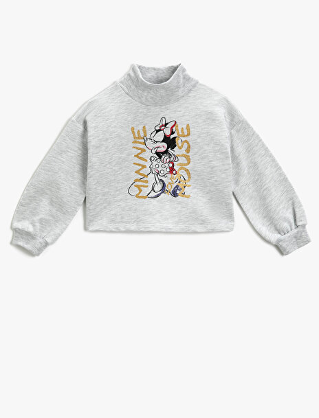 Koton Kız Çocuk Minnie Mouse Lisanslı Baskılı Sweatshirt Balon Kollu Pamuklu