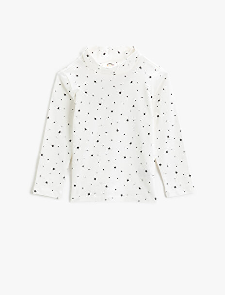 Koton Kız Çocuk Yıldız Baskılı Boğazlı Uzun Kollu Tişört Pamuklu Koton Kız Çocuk Yıldız Baskılı Boğazlı Uzun Kollu Tişört Pamuklu