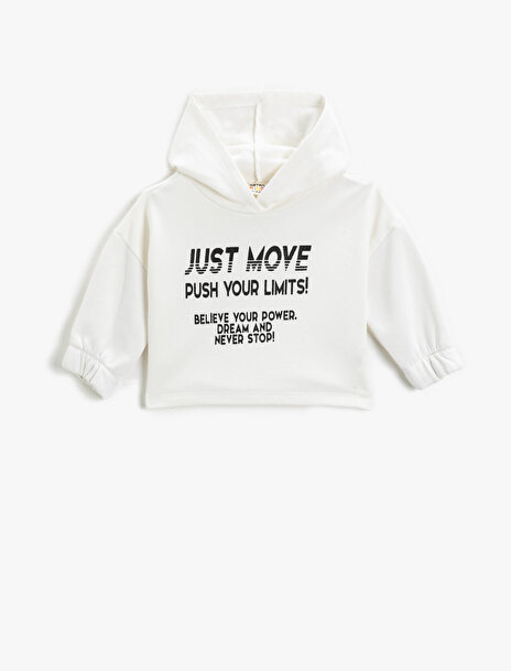 Koton Kız Çocuk Slogan Baskılı Kapşonlu Sweatshirt Pamuklu Uzun Kollu Koton Kız Çocuk Slogan Baskılı Kapşonlu Sweatshirt Pamuklu Uzun Kollu