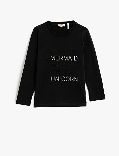 Koton Kız Çocuk Sloganlı Tişört Uzun Kollu Pamuklu Koton Kız Çocuk Sloganlı Tişört Uzun Kollu Pamuklu