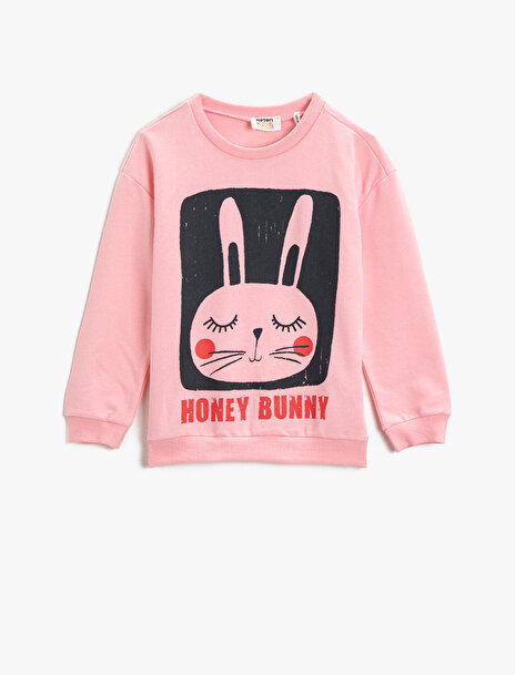 Koton Kız Çocuk Tavşan Baskılı Sweatshirt Pamuklu