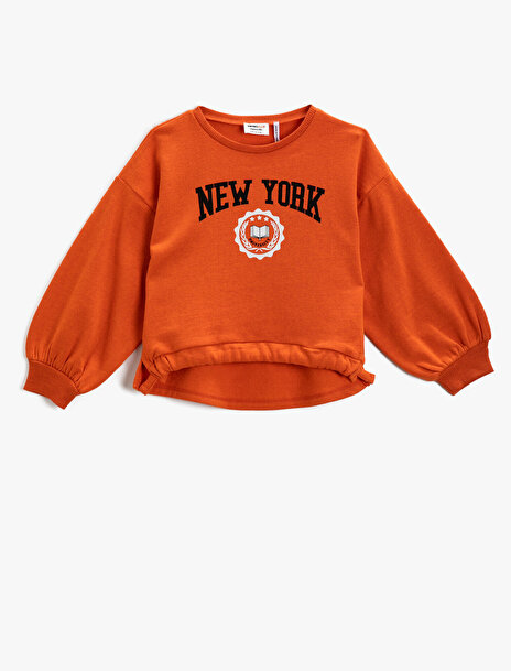 Koton Kız Çocuk Baskılı Balon Kollu Sweatshirt