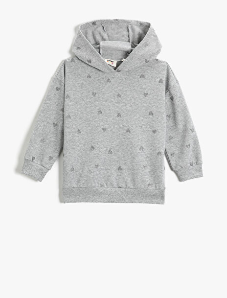 Koton Kız Çocuk Simli Kalp Baskılı Kapüşonlu Sweatshirt Pamuklu Koton Kız Çocuk Simli Kalp Baskılı Kapüşonlu Sweatshirt Pamuklu