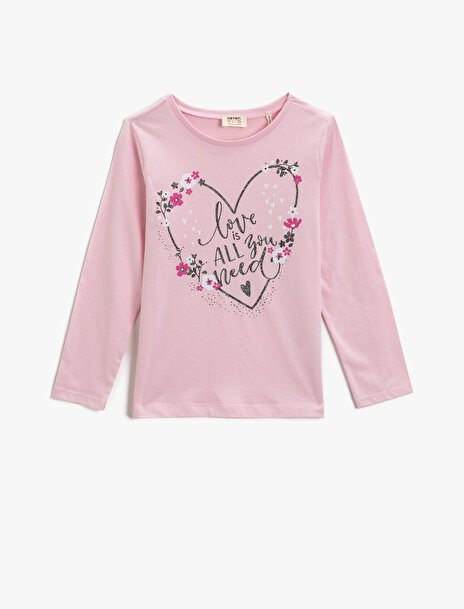 Koton Kız Çocuk Kalp Baskili Tişört