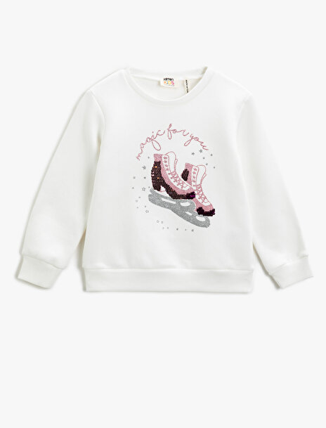 Koton Kız Çocuk Paten Baskılı Pullu Sweatshirt Uzun Kollu Pamuklu Koton Kız Çocuk Paten Baskılı Pullu Sweatshirt Uzun Kollu Pamuklu