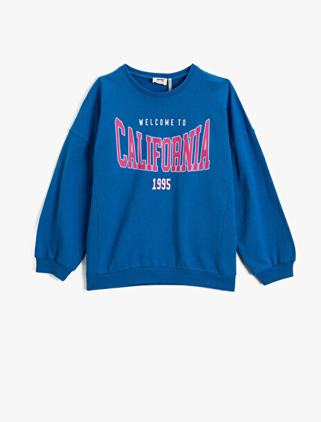 Koton Kız Çocuk Baskılı Balon Kollu Sweatshirt Pamuklu
