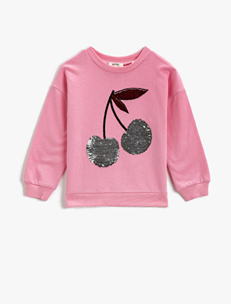 Koton Kız Çocuk Pullu Kiraz Desenli Sweatshirt Koton Kız Çocuk Pullu Kiraz Desenli Sweatshirt