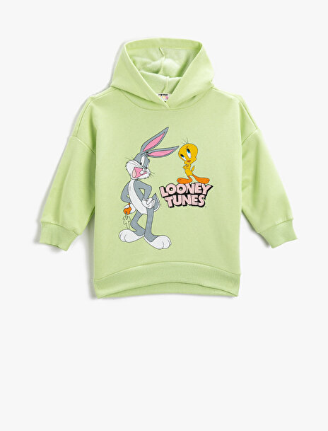 Koton Kız Çocuk Bugs Bunny ve Tweety Lisanslı Baskılı Kapüşonlu Sweatshirt Pamuklu Koton Kız Çocuk Bugs Bunny ve Tweety Lisanslı Baskılı Kapüşonlu Sweatshirt Pamuklu