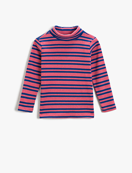 Koton Kız Çocuk Çizgili Boğazlı Uzun Kollu Tişört Pamuklu Koton Kız Çocuk Çizgili Boğazlı Uzun Kollu Tişört Pamuklu