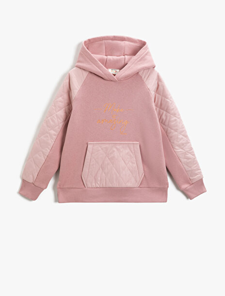 Koton Kız Çocuk Kapitoneli Baskılı Kapüşonlu Sweatshirt Kanguru Cepli Pamuklu Koton Kız Çocuk Kapitoneli Baskılı Kapüşonlu Sweatshirt Kanguru Cepli Pamuklu