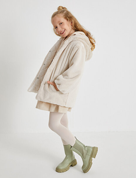 Koton Kız Çocuk Kapüşonlu Peluş Kaban