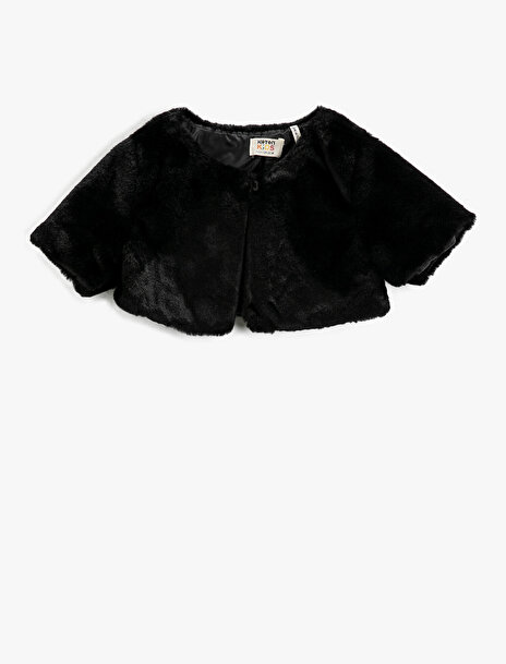 Koton Kız Çocuk Düğmeli Kürk Kaban Geniş Yaka