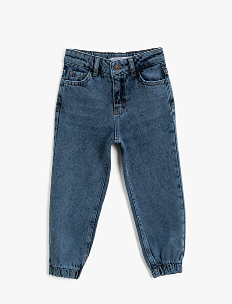 Koton Kız Çocuk Paça Büzgülü Jean Pantolon