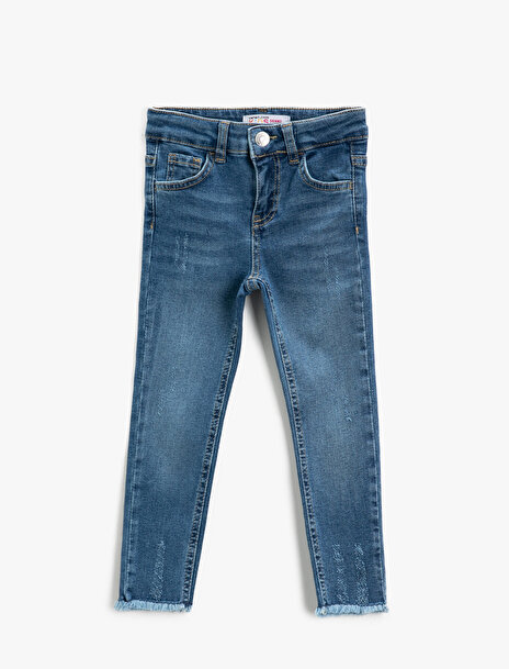 Koton Kız Çocuk Destroylu Kot Pantolon Pamuklu