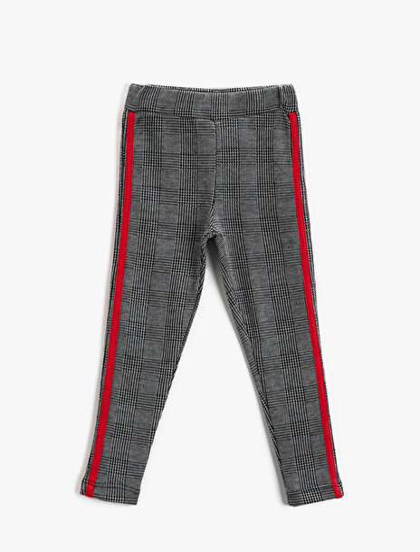 Koton Kız Çocuk Ekoseli Şerit Detaylı Tayt Beli Lastikli