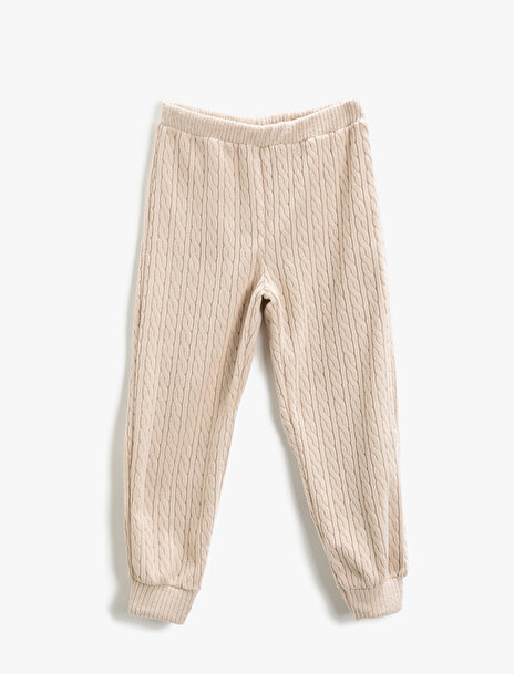 Koton Kız Çocuk Dokulu Örme Jogger Eşofman Altı