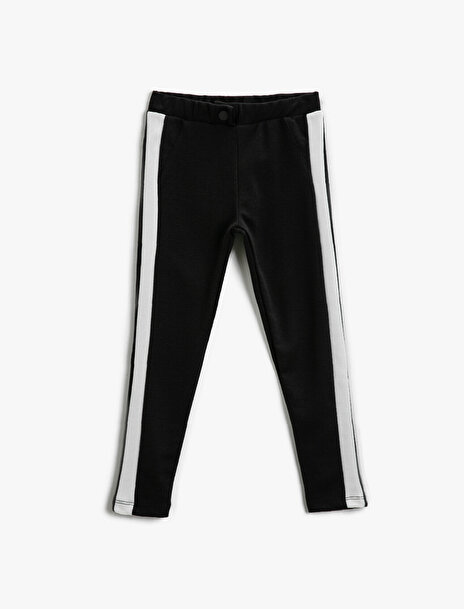 Koton Kız Çocuk Beyaz Çizgili Beli Lastikli Tayt