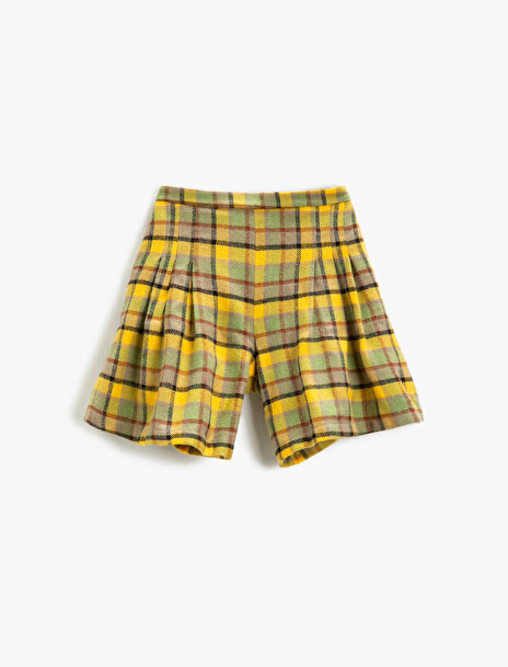 Koton Kız Çocuk Pileli Ekose Mini Şort