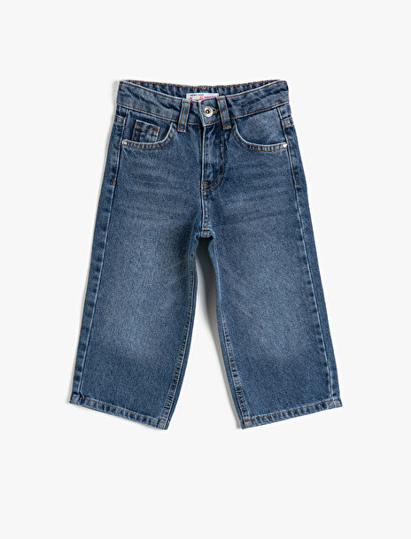 Koton Kız Çocuk Bol Paça Kot Pantolon Pamuklu