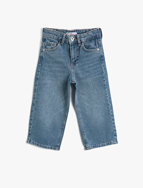 Koton Kız Çocuk Bol Paça Kot Pantolon Pamuklu