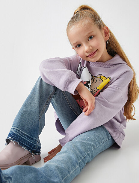 Koton Kız Çocuk İspanyol Paça Kot Pantolon Eskitme  Pamuklu