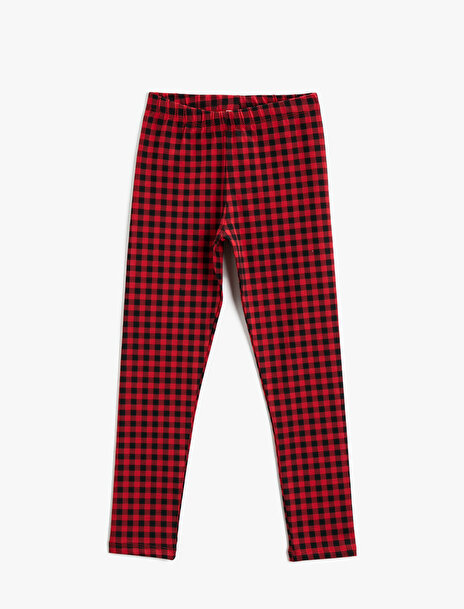 Koton Kız Çocuk Kareli Pamuklu Tayt